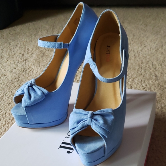JustFab | Shoes | Periwinkle High Heels With Button Closure | Poshmark